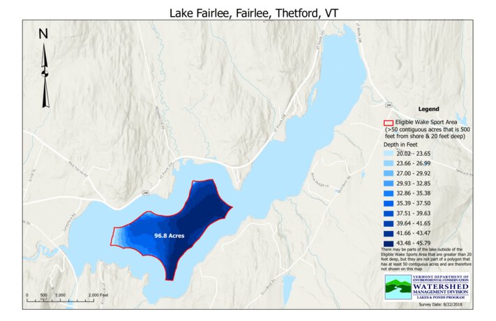 Wakesport Zone on Lake Fairlee in Thetford, Vermont Map by ...