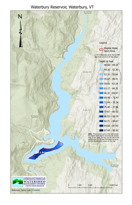 Wakesports Zone on Waterbury Reservoir, Waterbury, VT Map by ...