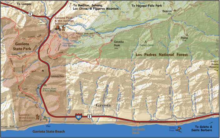 Santa Barbara Outdoor Recreation Topo Map - Gaviota Map Inset by ...