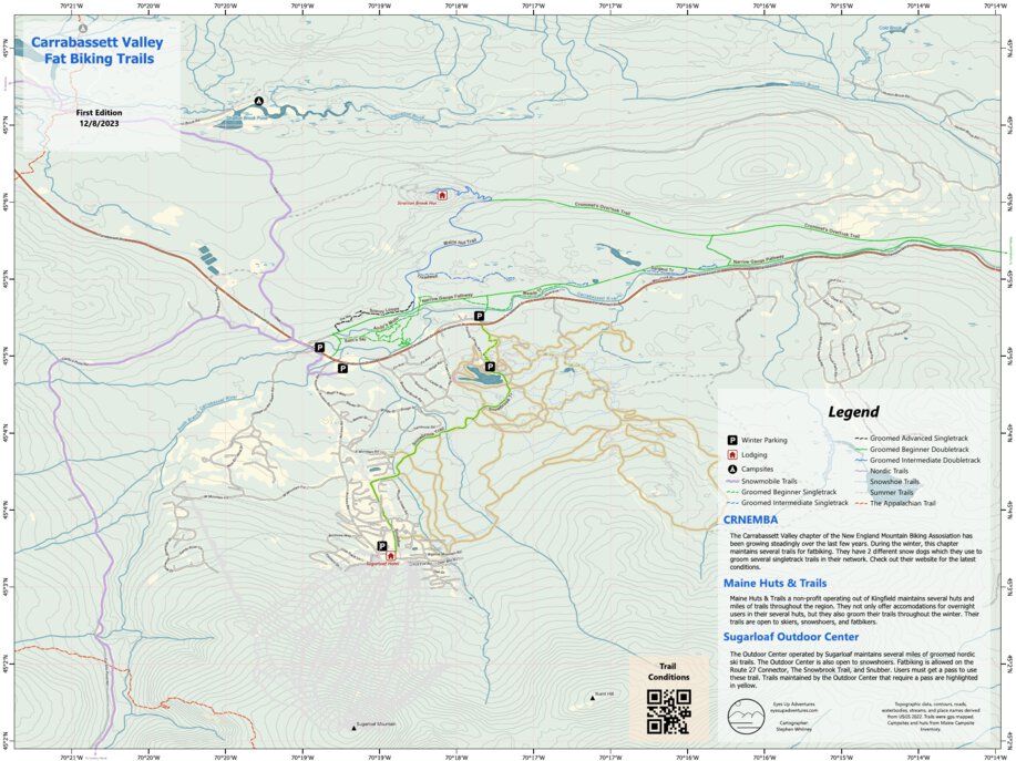 Carrabassett Valley Fat Biking Map by Eyes Up Adventures | Avenza Maps