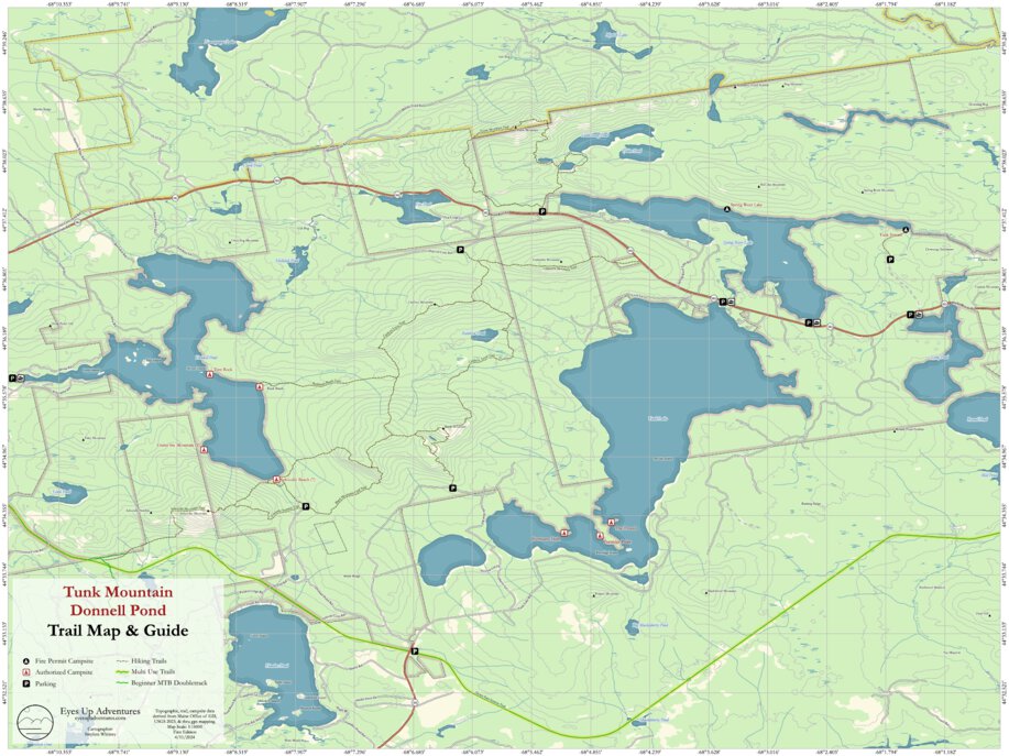Tunk Mountain, Donnell Pond Public Lands Map by Eyes Up Adventures ...