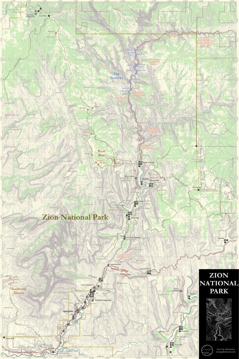 Zion National Park Map by Eyes Up Adventures | Avenza Maps