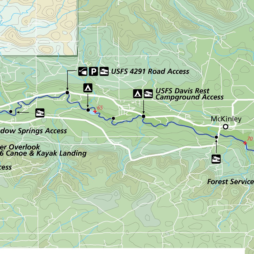 AuSable River Fishing Map, Michigan - FFO by Fly Fishing Outfitters ...