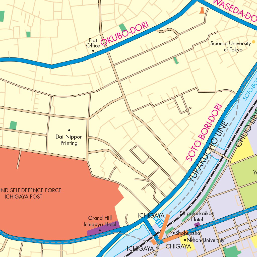 Central Tokyo, Japan Map by formerly Weller Cartographic Services Ltd ...