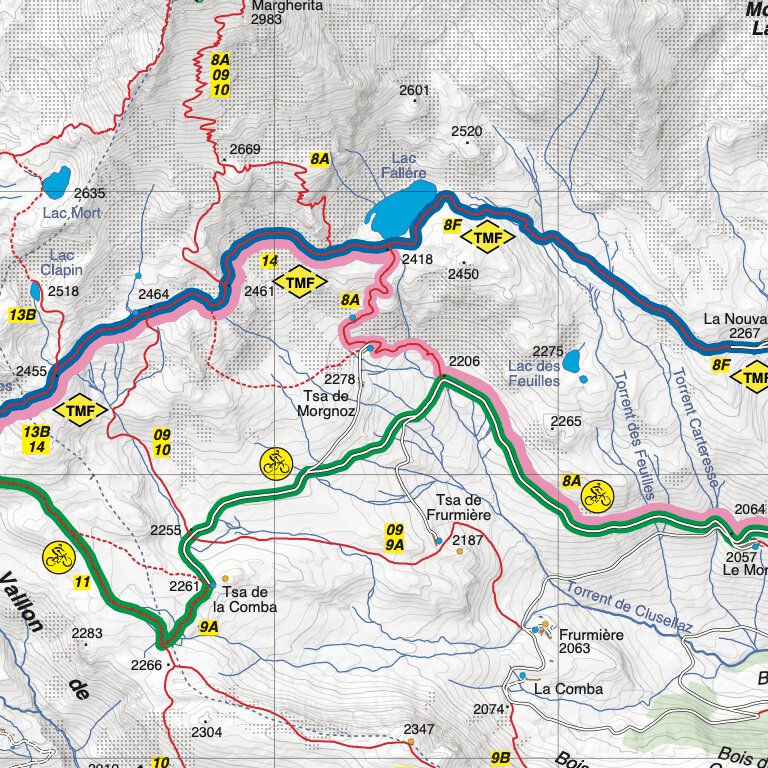 TMF - Tour du Mont Fallère / TrMR - Tour du Mont Rouge Map by ...