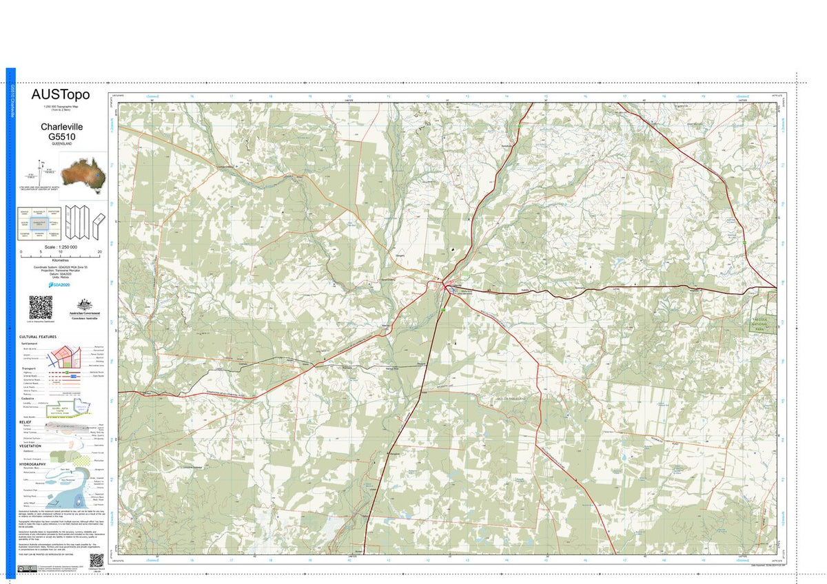 Charleville G5510 Map by Geoscience Australia | Avenza Maps