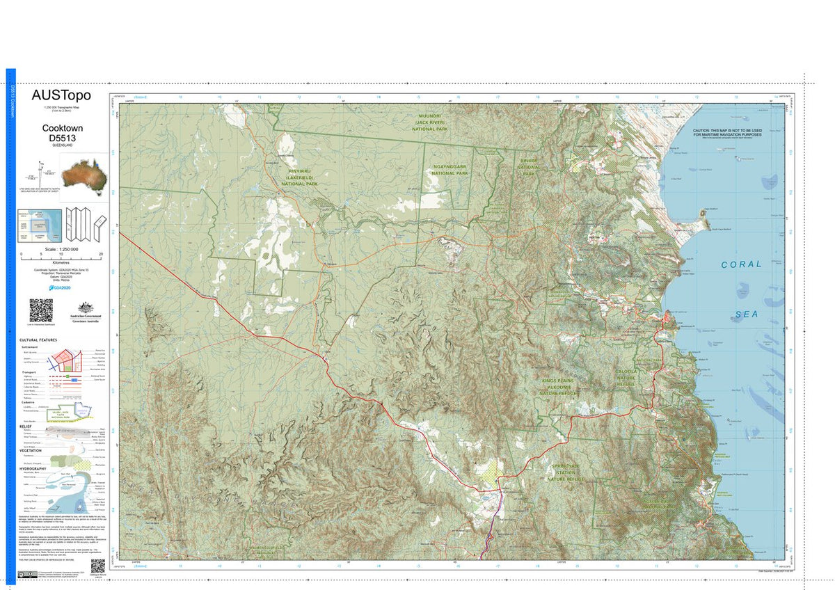 Cooktown D5513 Map by Geoscience Australia | Avenza Maps