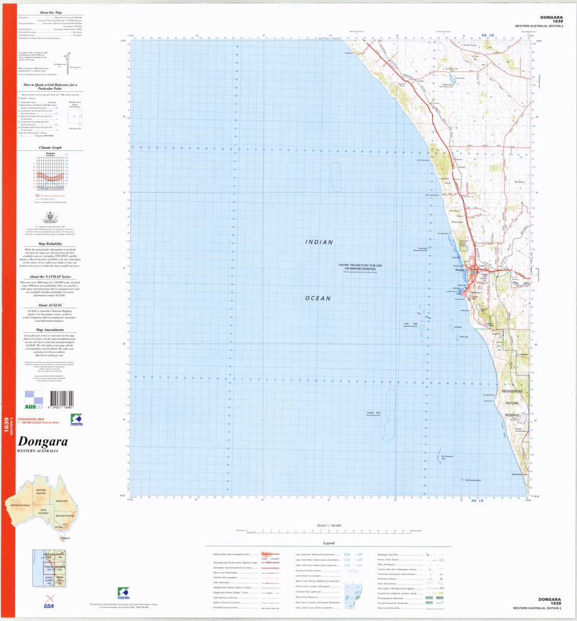 Dongara (1839) Map by Geoscience Australia | Avenza Maps