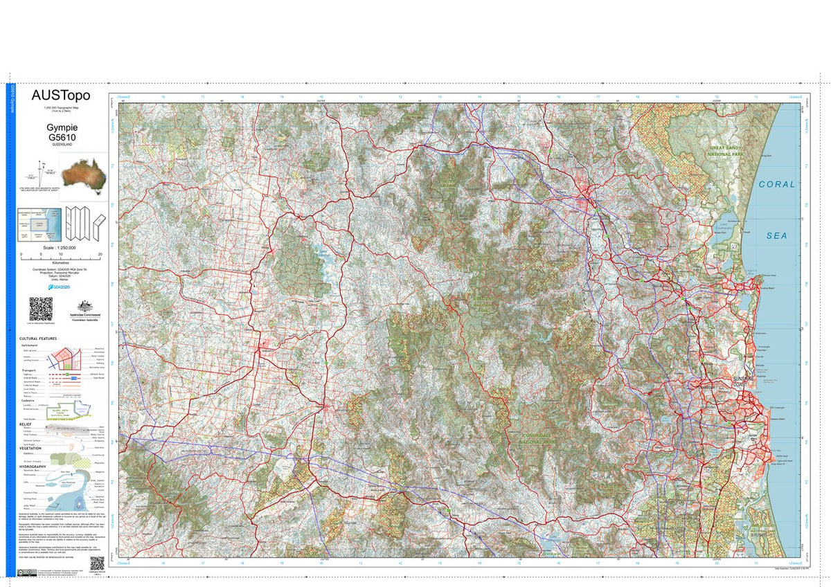 Gympie G5610 Map by Geoscience Australia | Avenza Maps