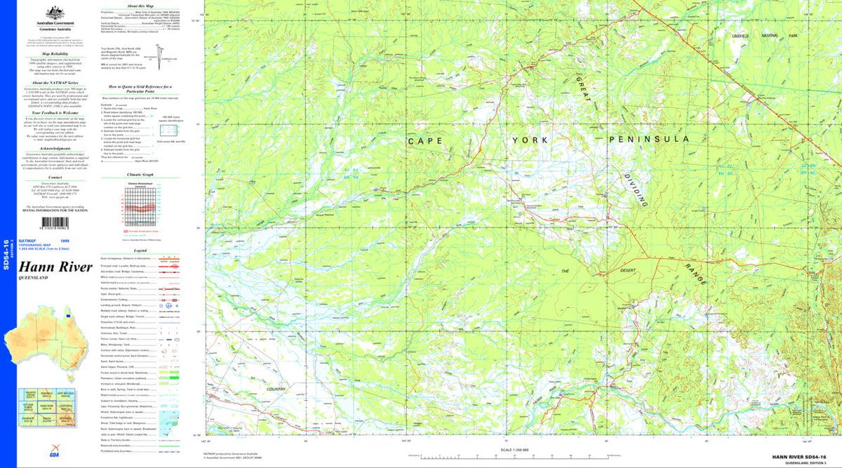 Hann River SD54 - 16 Map by Geoscience Australia | Avenza Maps
