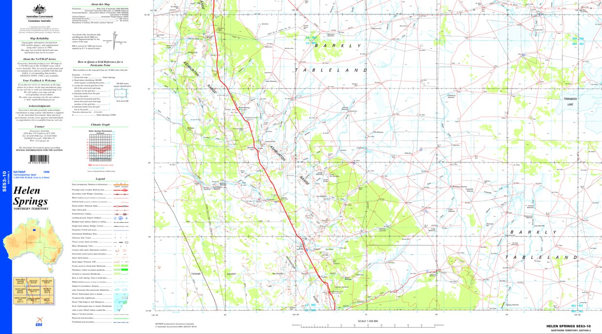 Helen Springs SE53 - 10 Map by Geoscience Australia | Avenza Maps