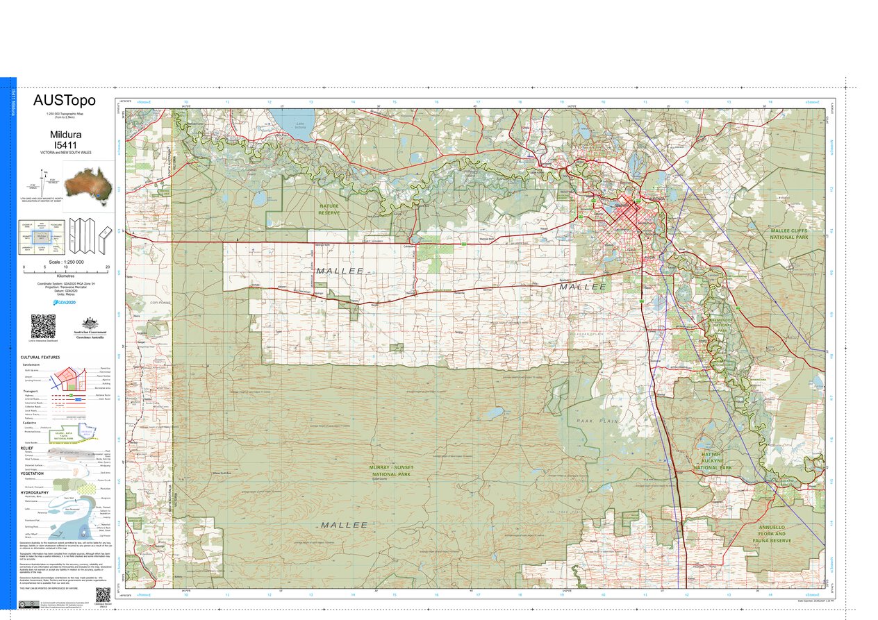 Mildura I5411 Map by Geoscience Australia | Avenza Maps