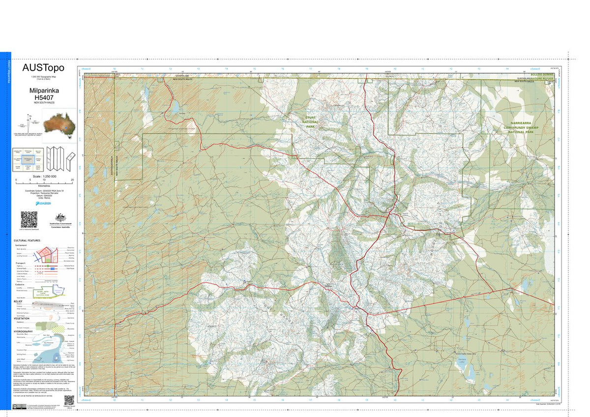 Milparinka H5407 Map by Geoscience Australia | Avenza Maps