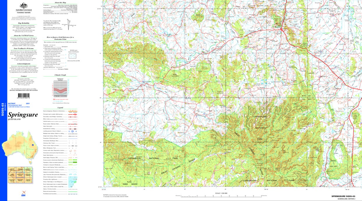 Springsure SG55 - 03 Map by Geoscience Australia | Avenza Maps