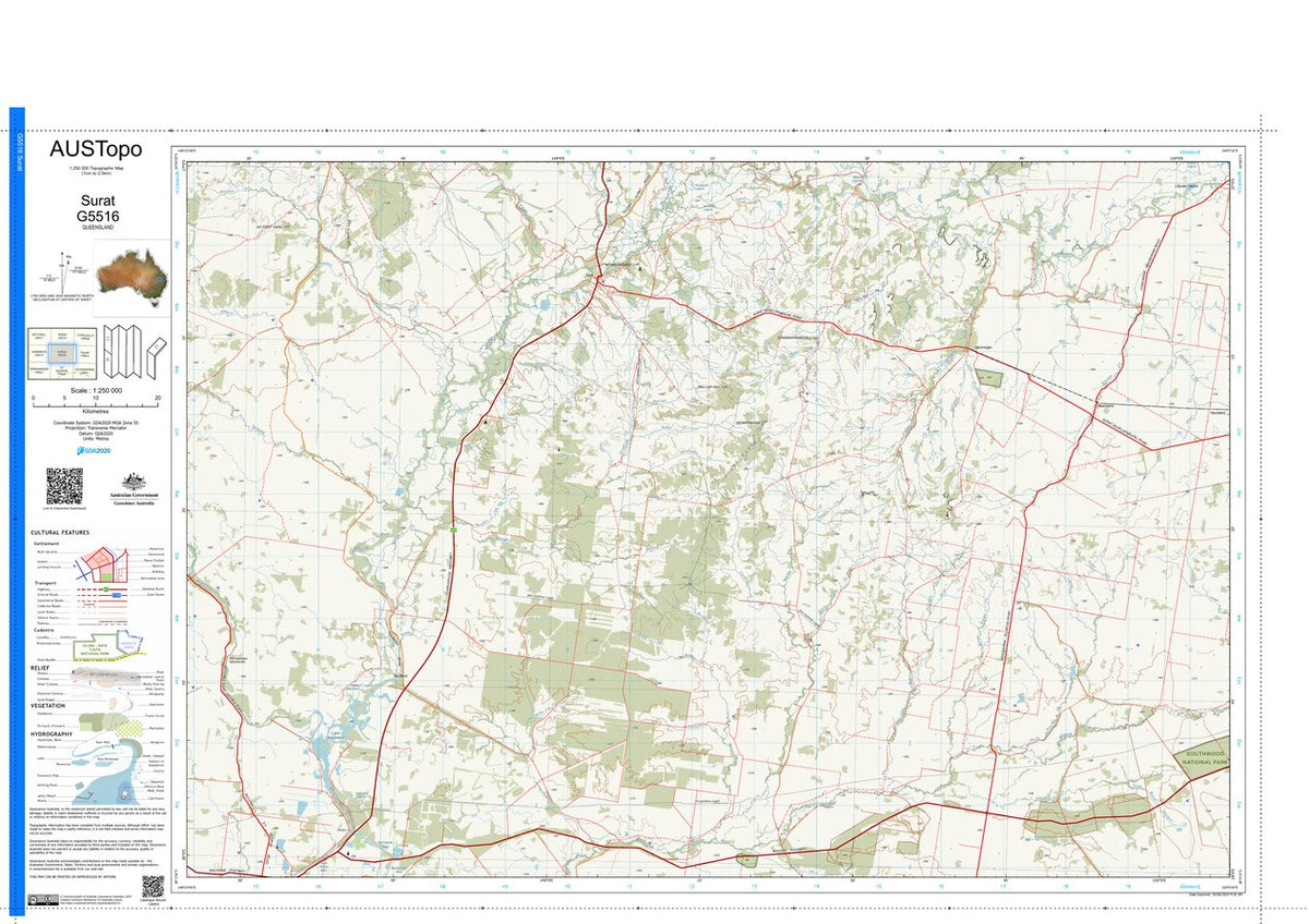 Surat G5516 Map by Geoscience Australia | Avenza Maps