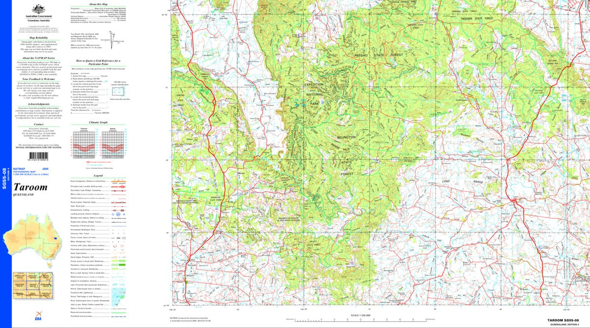 Taroom SG55 - 08 Map by Geoscience Australia | Avenza Maps
