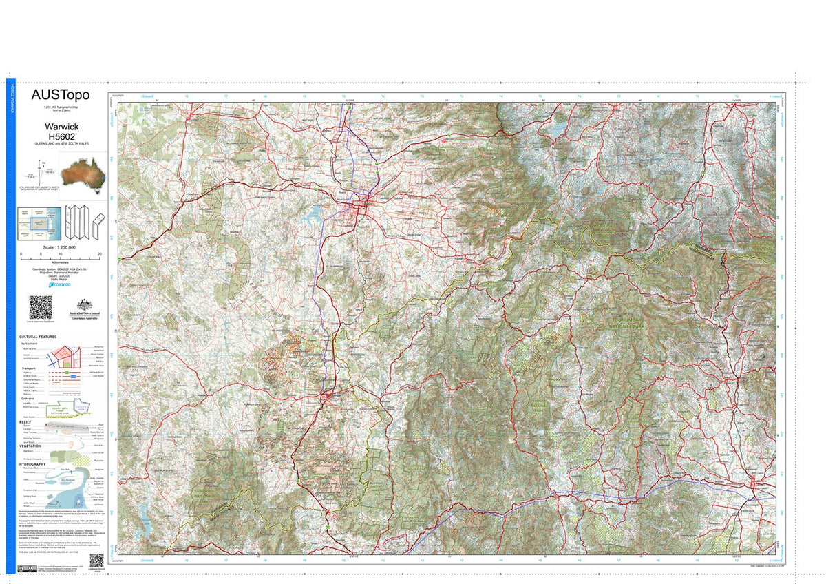 Warwick H5602 Map by Geoscience Australia | Avenza Maps