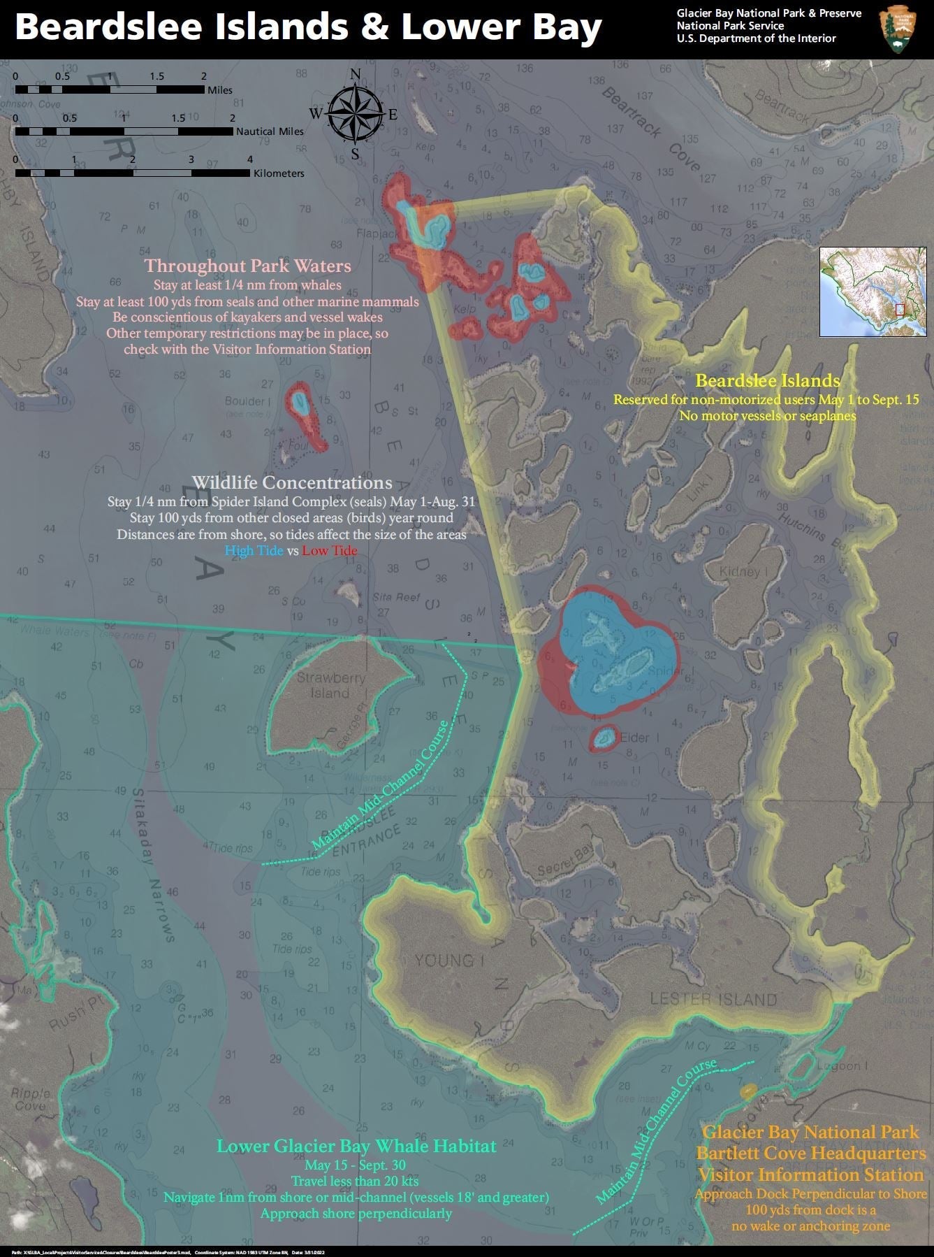 Glacier Bay's Beardslee Islands & Lower Bay Map by Glacier Bay National ...