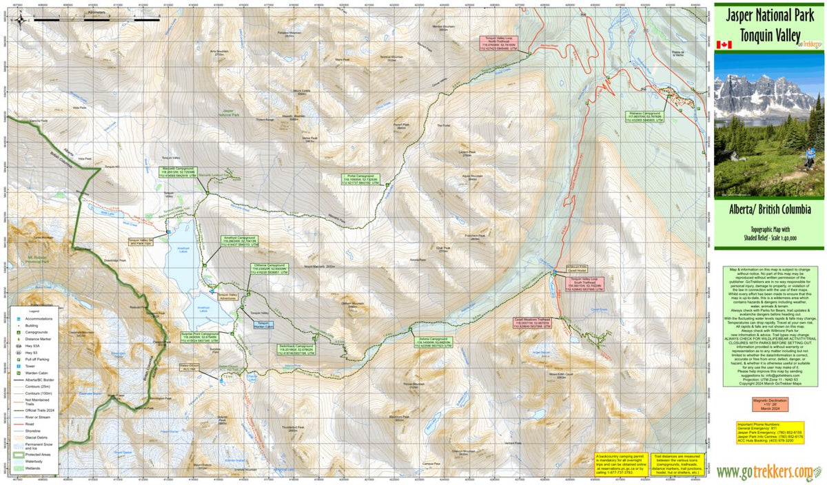 Jasper National Park Tonquin Valley Map by GoTrekkers Ltd | Avenza Maps