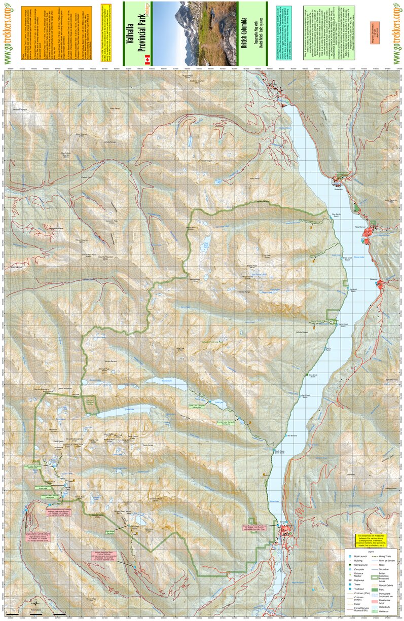 Valhalla Provincial Park, British Columbia Map by GoTrekkers Ltd ...