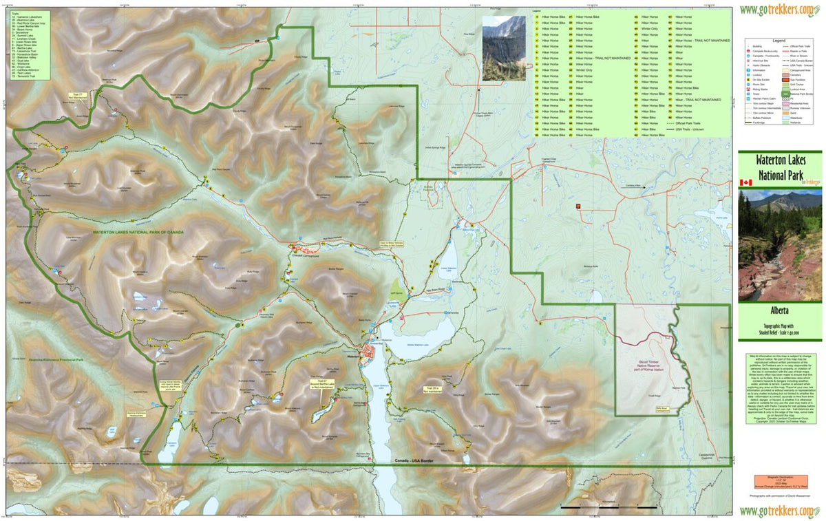 Waterton Lakes National Park of Canada Map by GoTrekkers Ltd | Avenza Maps
