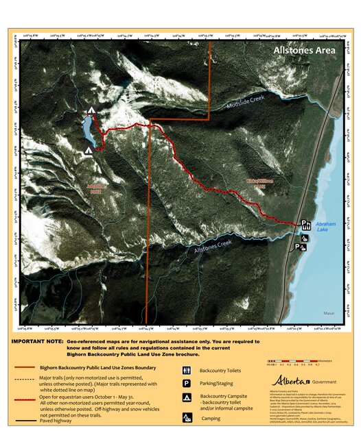 Bighorn Backcountry - Allstones Area Map by Government of Alberta ...