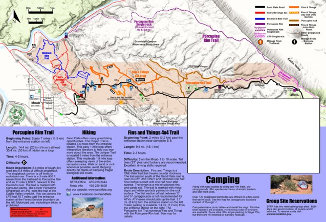 Sand Flats Recreation Area Trails/Campgrounds plus info. Map by Grand ...