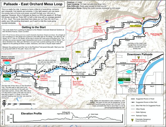 Palisade East Orchard Mesa Loop Map by Grand Junction, Colorado Cycling ...