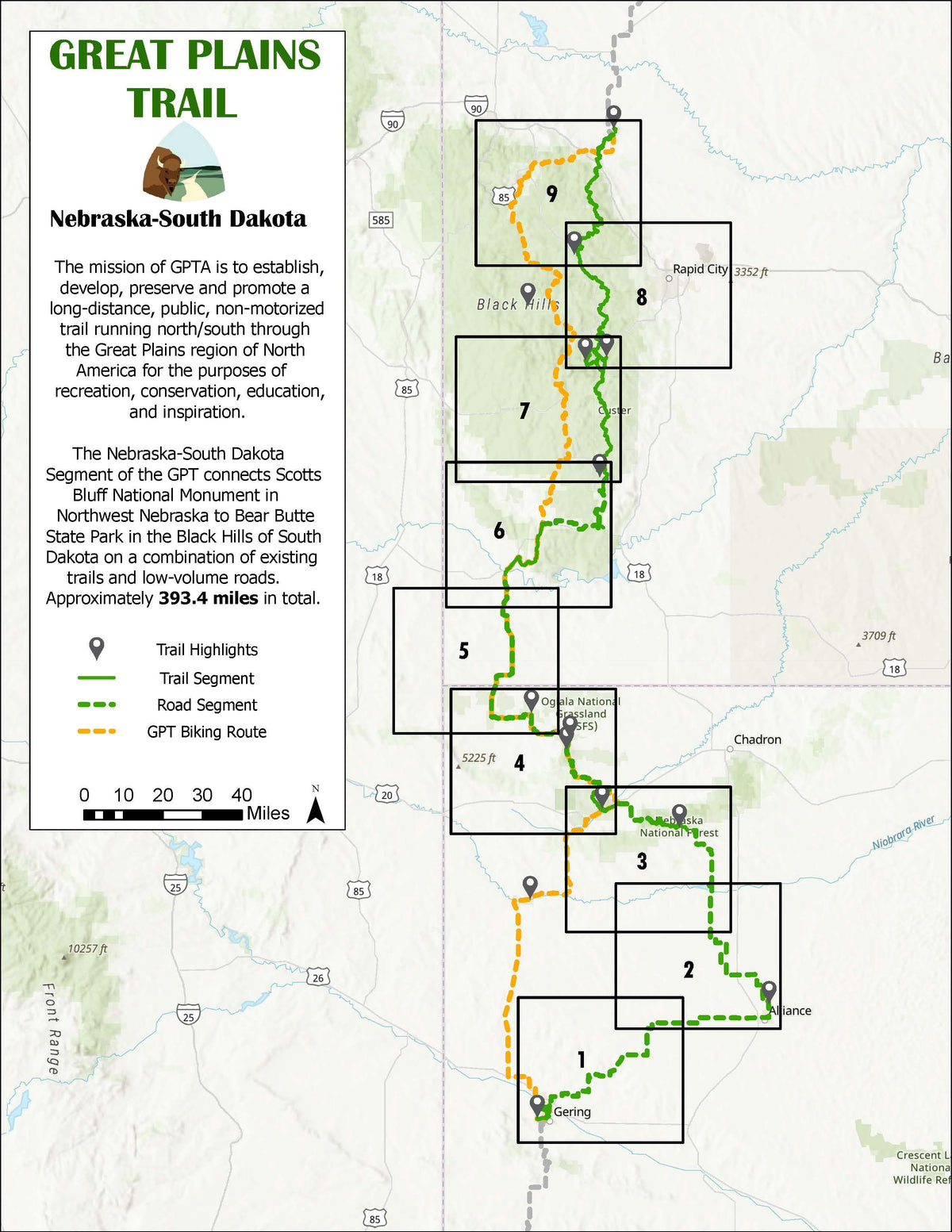 Great Plains Trail - Nebraska-South Dakota Segment Map by Great Plains ...