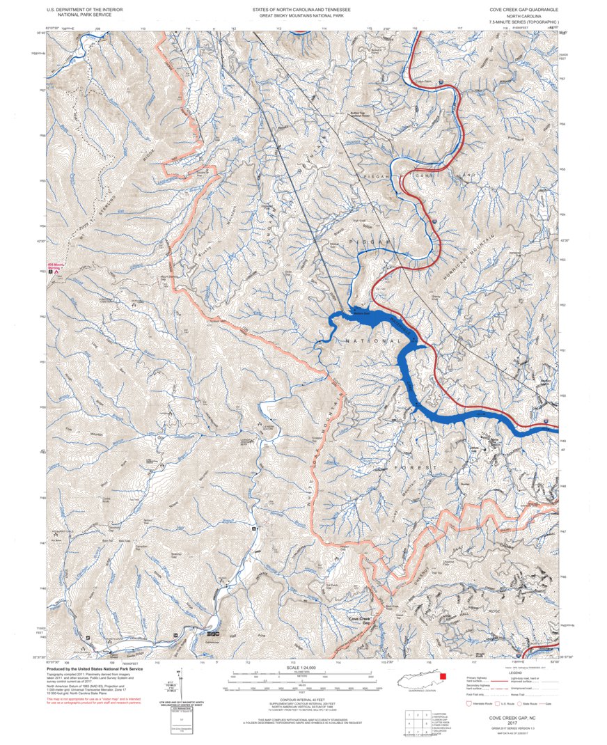 NPS Cove Creek Gap 2017 Map by Great Smoky Mountains National Park ...