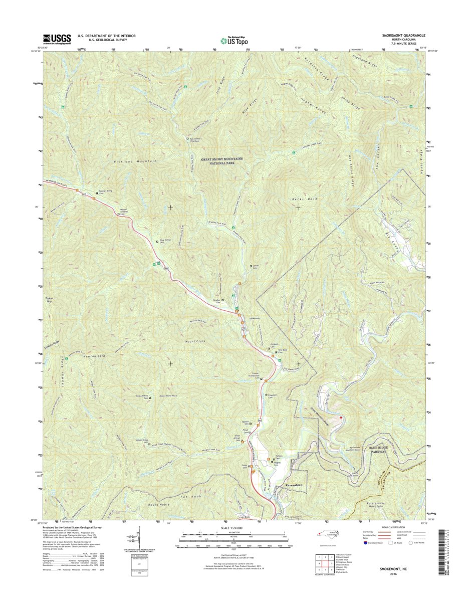 NPS/USGS 2016 Smokemont Topographic Map by Great Smoky Mountains ...
