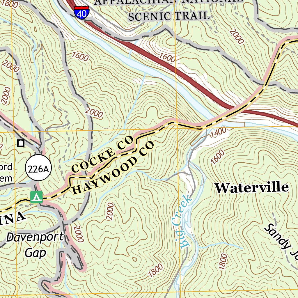 NPS/USGS 2016 Waterville Topographic Map by Great Smoky Mountains ...