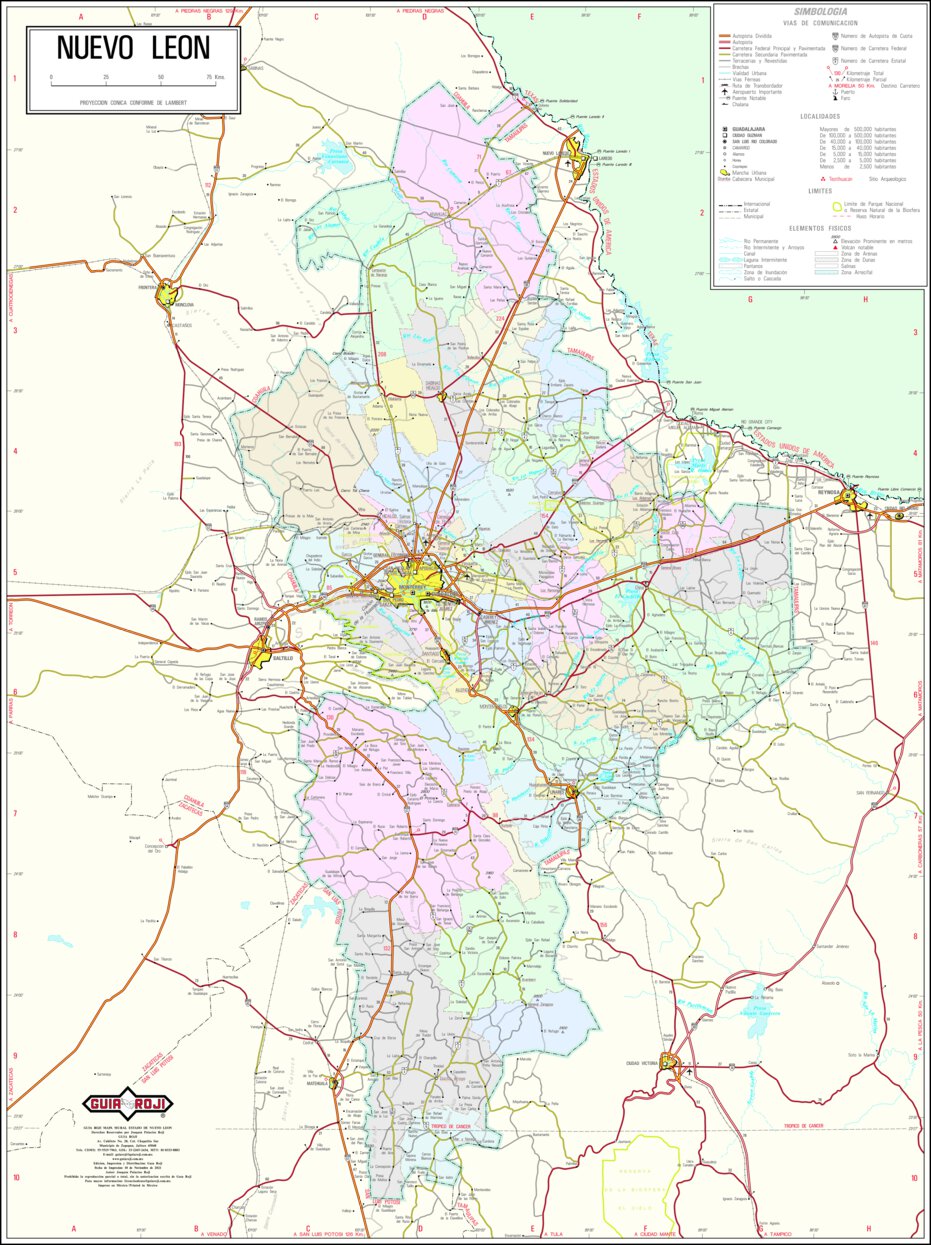 Nuevo León / Estado / 19 Map by Guia Roji | Avenza Maps