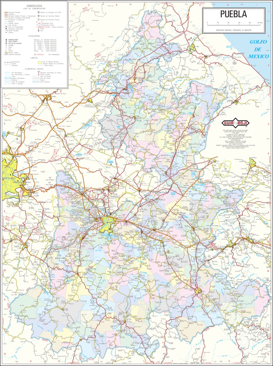 Puebla / Estado / 21 Map by Guia Roji | Avenza Maps