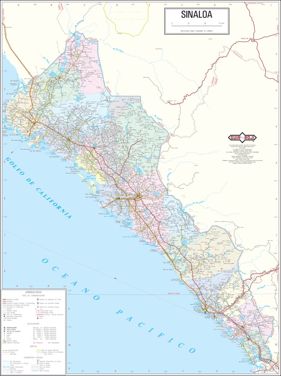 Sinaloa / Estado / 25 Map by Guia Roji | Avenza Maps