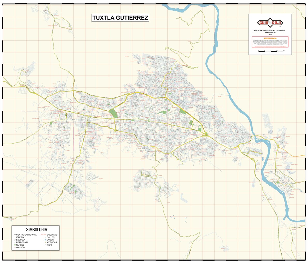 Tuxtla Gutiérrez / Zona Urbana /Calles Map by Guia Roji | Avenza Maps