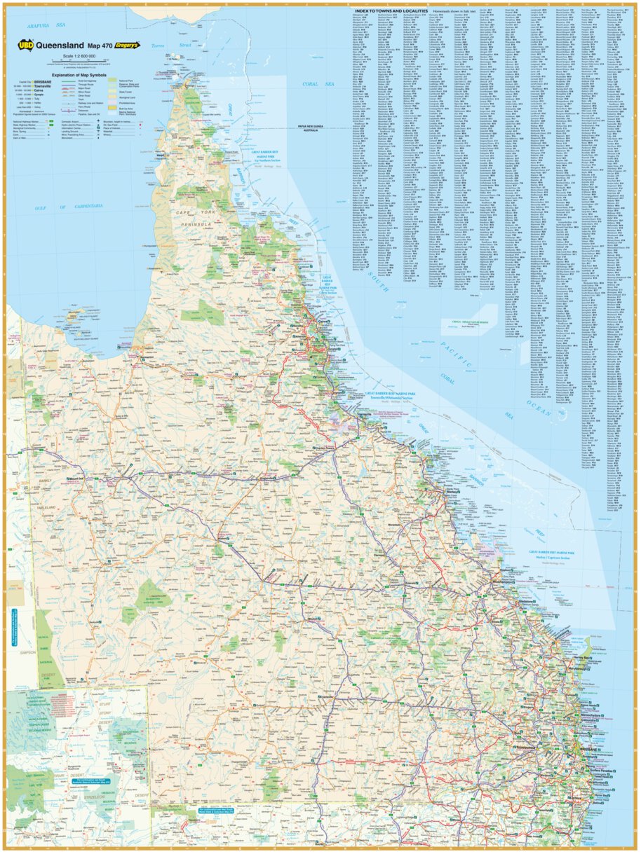 UBD-Gregory's Queensland State Map by Hardie Grant Explore | Avenza Maps