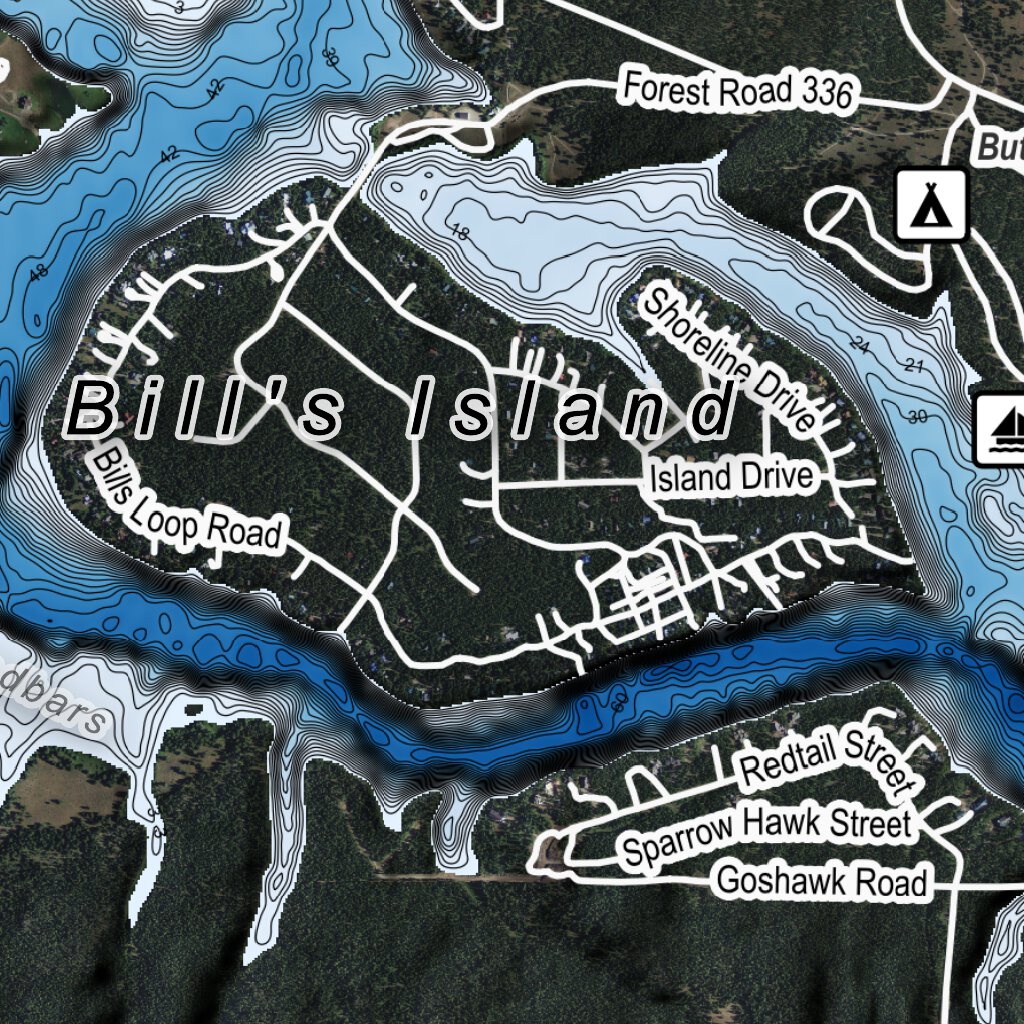 Island Park Reservoir, ID, Bathymetry (Depth) and Recreation Map by ...
