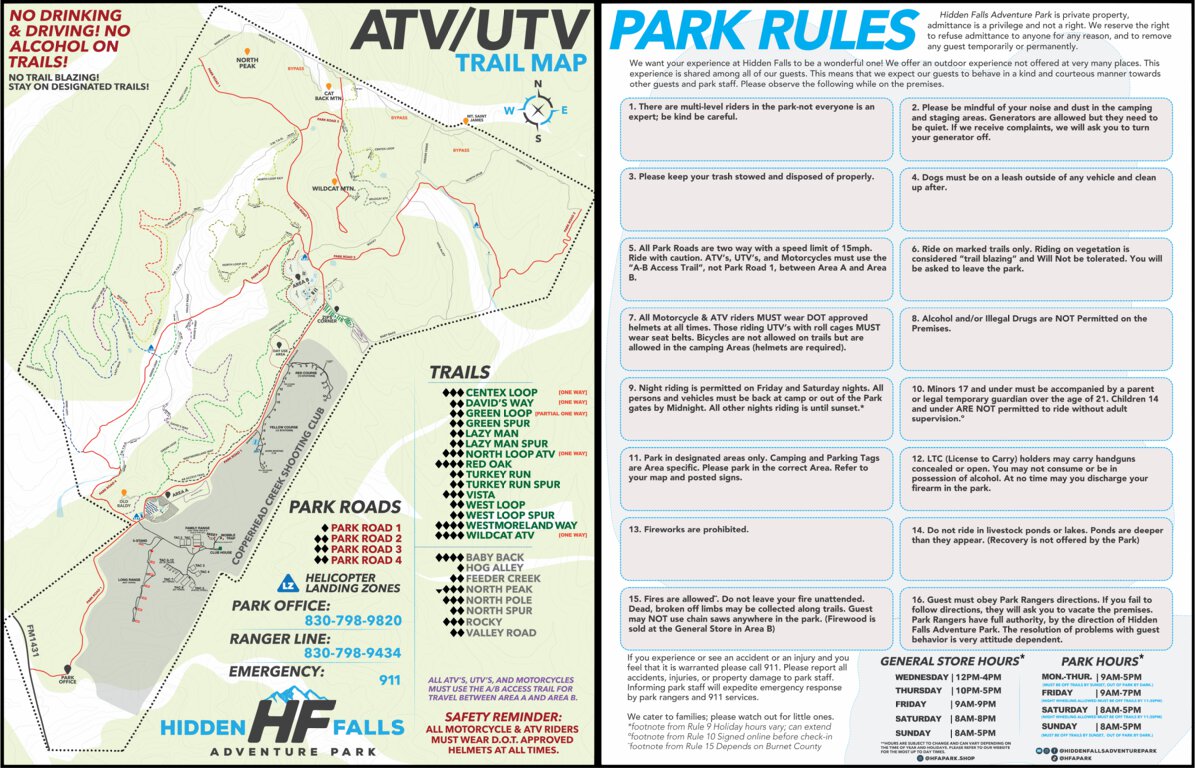 Hidden Falls Adventure Park ATV&UTV Trail Map by Hidden Falls Adventure ...