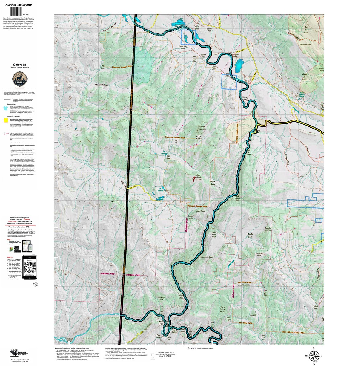 Colorado Unit 1 Second Rifle Recommendations Map by HuntAI | Avenza Maps