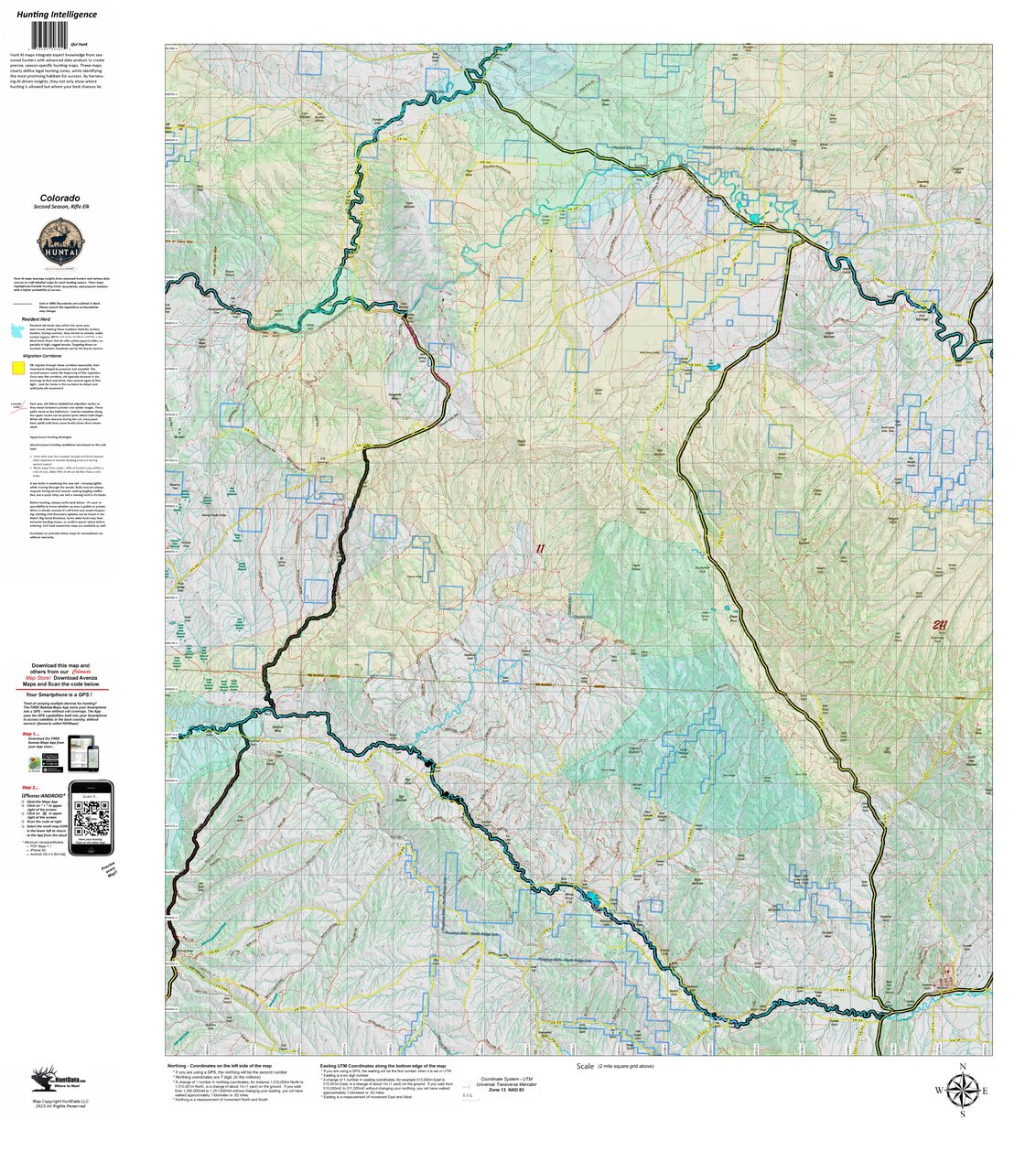 Colorado Unit 11 Second Rifle Recommendations Map by HuntAI | Avenza Maps