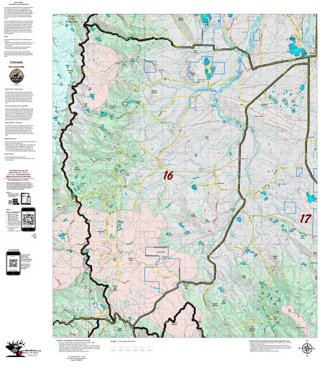 Colorado Unit 16 Recommended First Rifle Areas Map by HuntAI | Avenza Maps