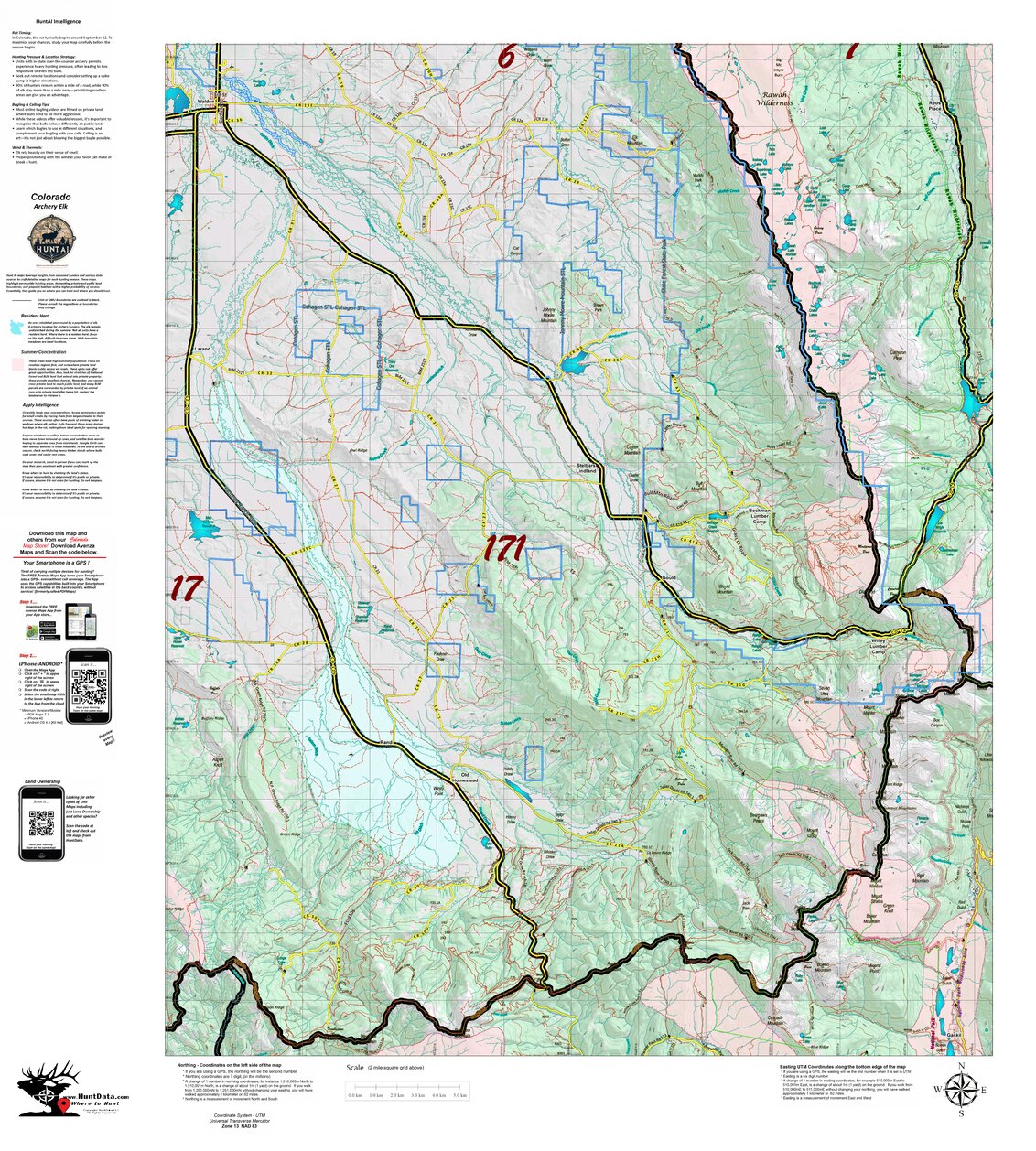 Colorado Unit 171 Recommended Archery Areas Map by HuntAI | Avenza Maps