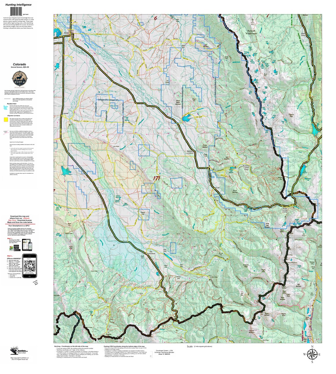 Colorado Unit 171 Second Rifle Recommendations Map by HuntAI | Avenza Maps