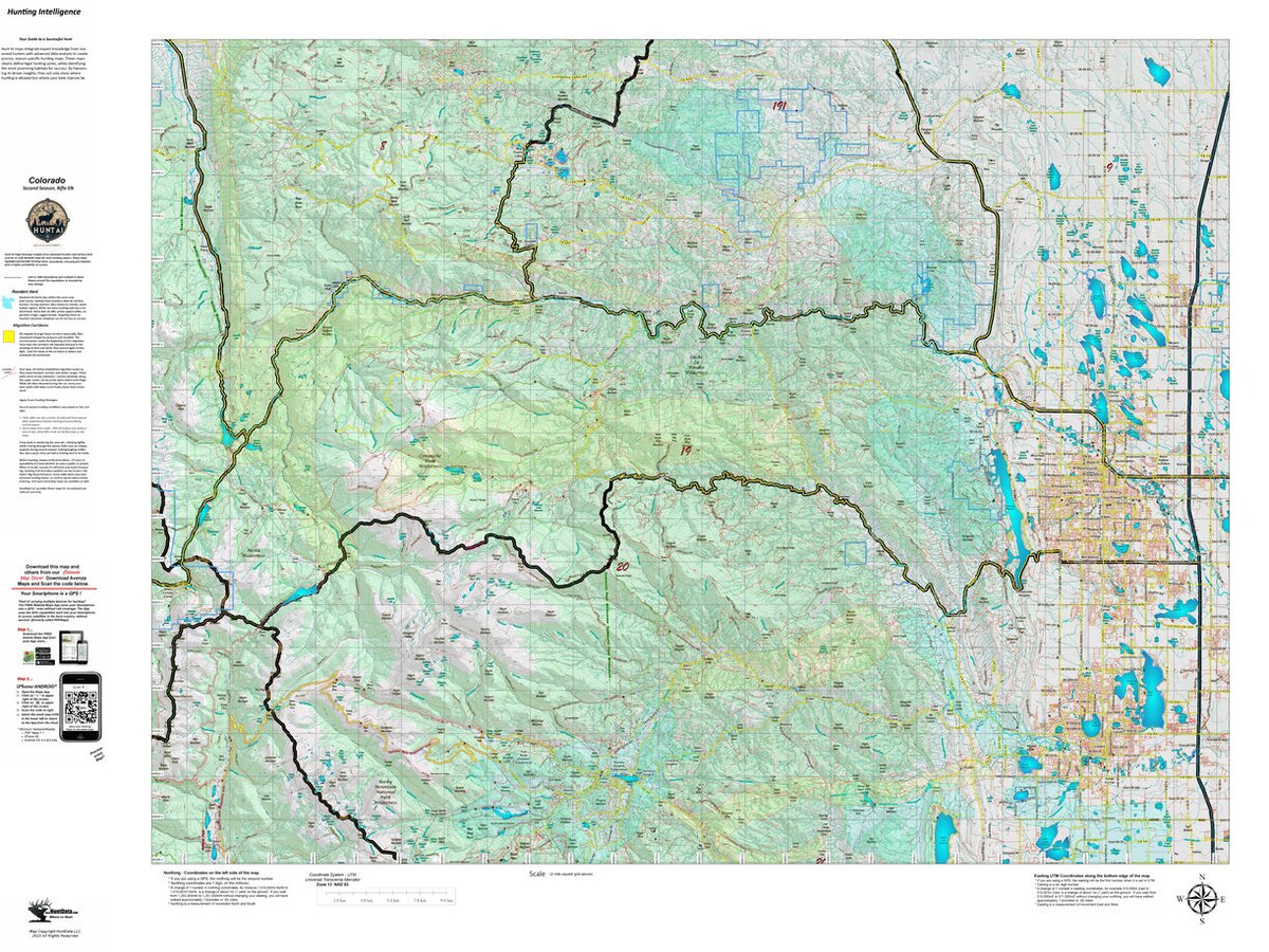 Colorado Unit 19 Second Rifle Recommendations Map by HuntAI | Avenza Maps