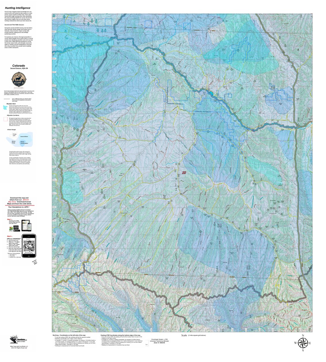Colorado Unit 22 Recommendations for 3rd and 4th Rifle Map by HuntAI ...