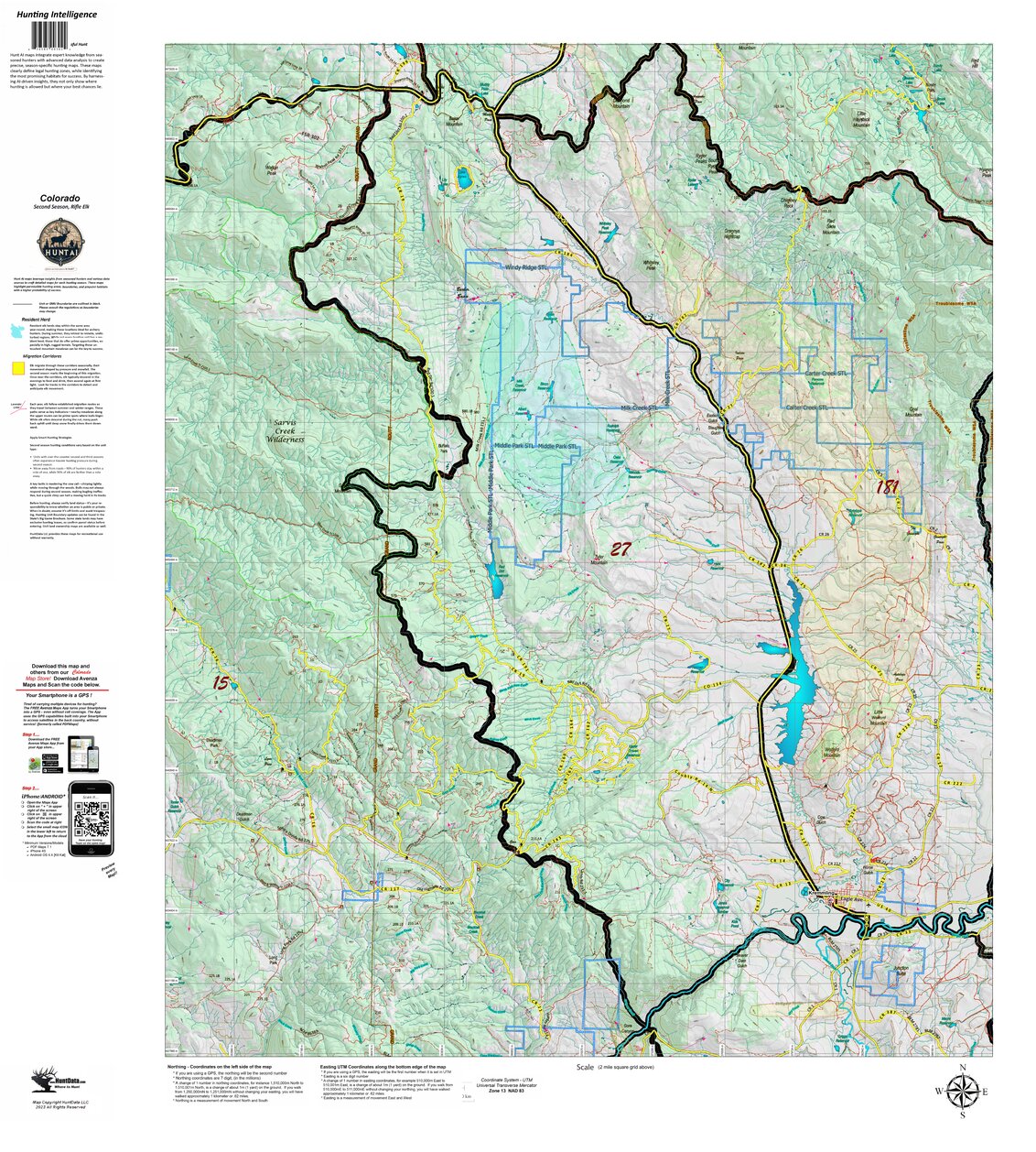 Colorado Unit 27 Second Rifle Recommendations Map by HuntAI | Avenza Maps