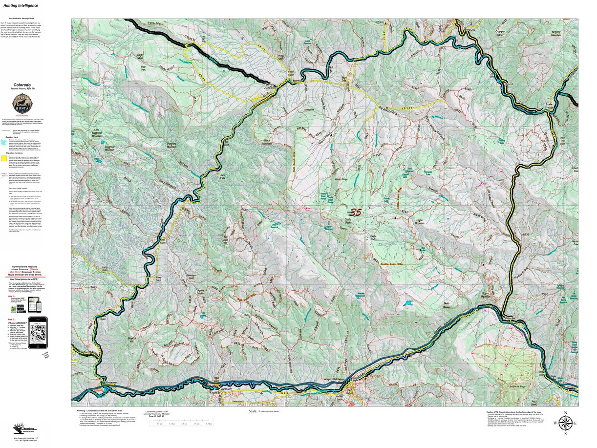 Colorado Unit 35 Second Rifle Recommendations Map by HuntAI | Avenza Maps