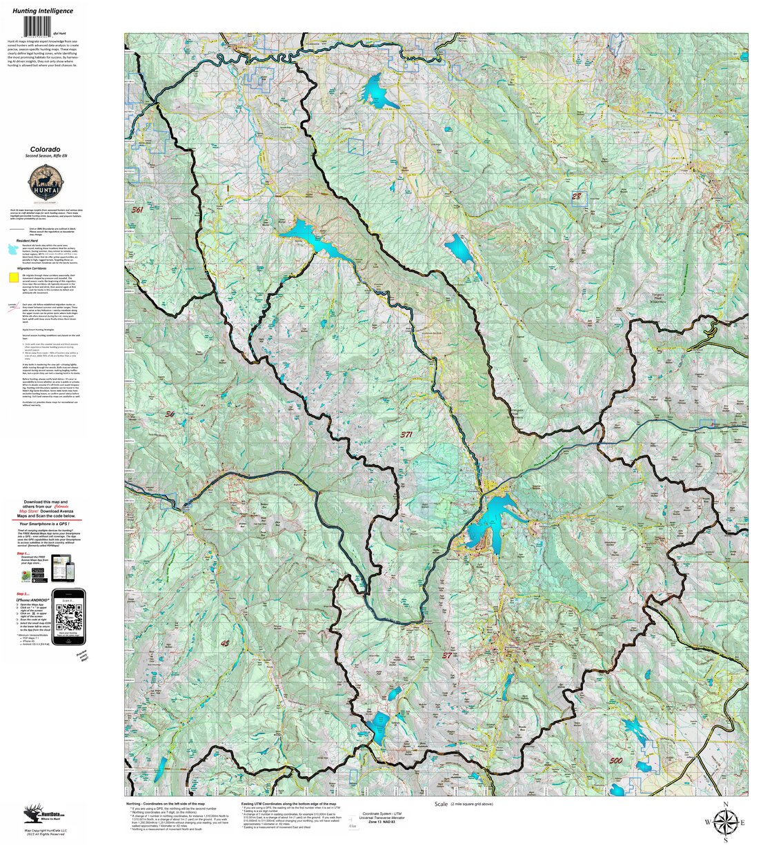 Colorado Unit 37 Second Rifle Recommendations Map by HuntAI | Avenza Maps