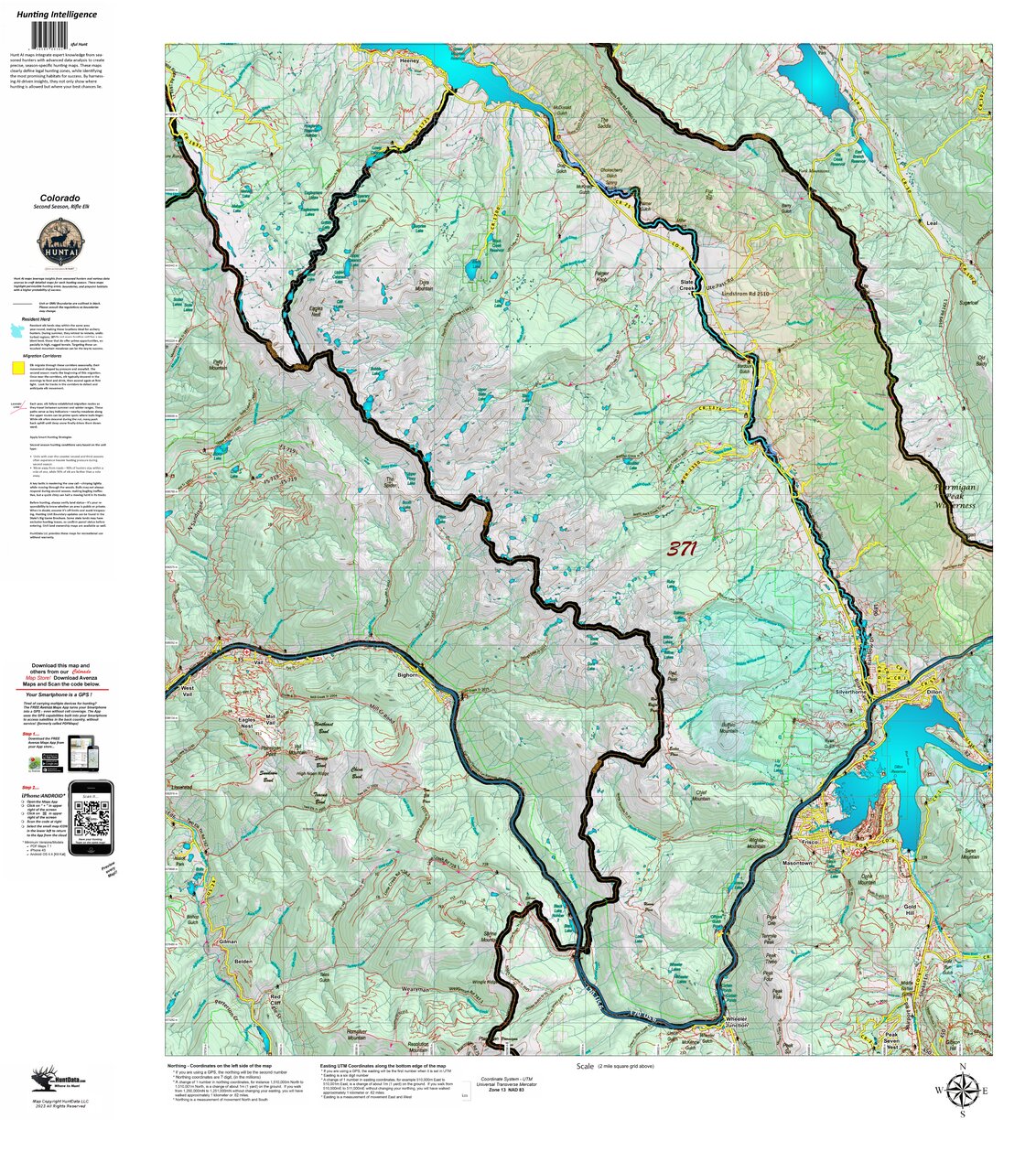 Colorado Unit 371 Second Rifle Recommendations Map by HuntAI | Avenza Maps